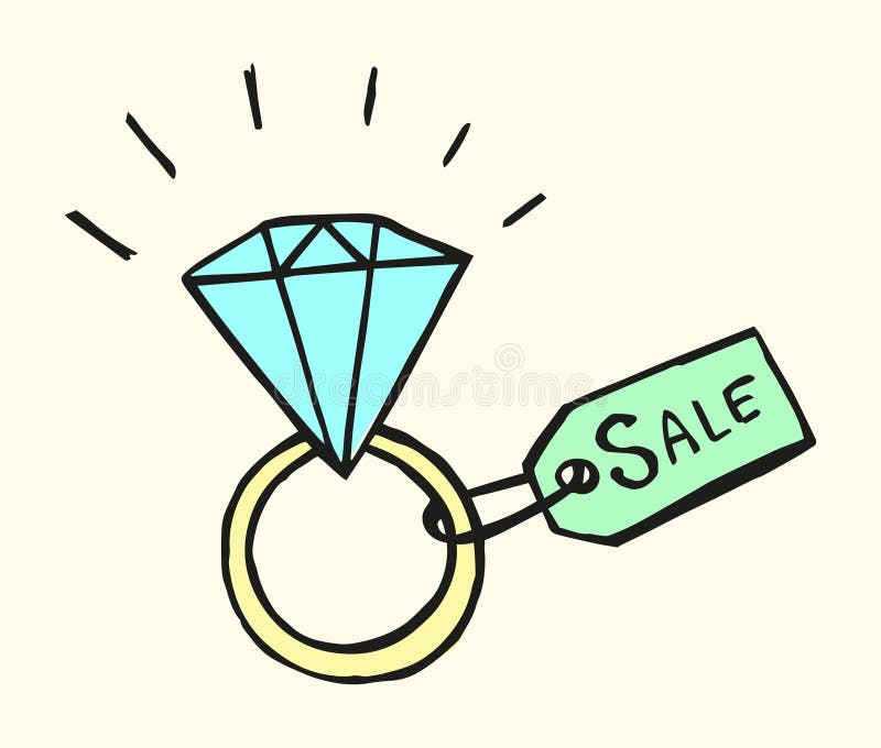 Engagement Ring with Diamond Doodle Stock Illustration - Illustration ...