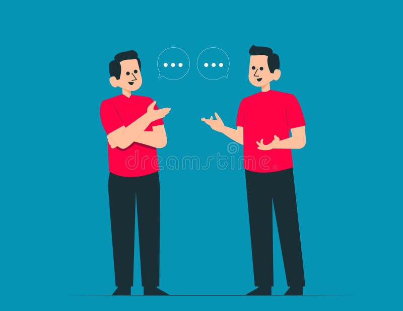 Friends Standing and Communicating. Two Characters Meeting and Speaking ...