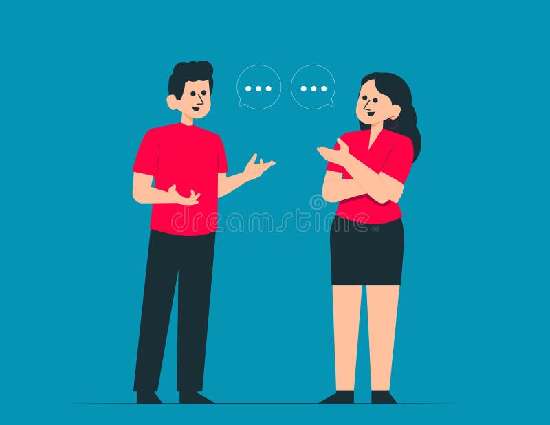 Friends Standing and Communicating. Two Characters Meeting and Speaking ...