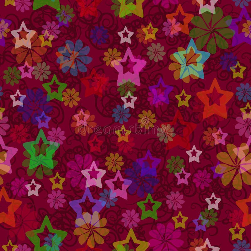 Seamless Flowers and Stars Abstract Pattern in Vector Stock ...