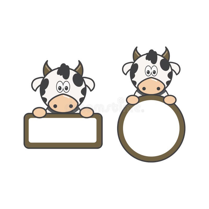 Cow Square and Circle Frame Vector Signs Stock Vector - Illustration of ...