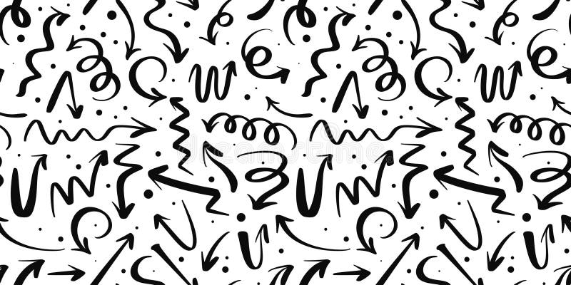 Print Generic Arrows in Doodle Style Set Stock Illustration ...