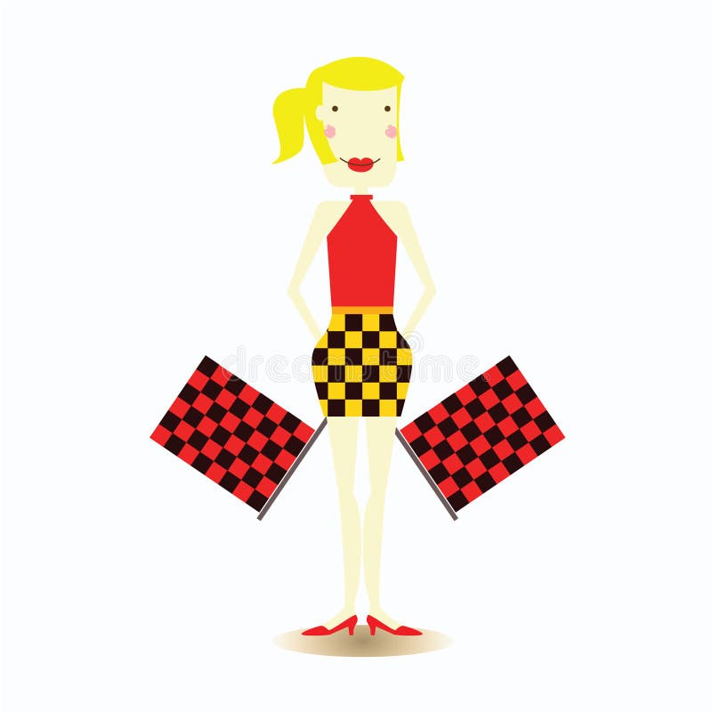 Girl Holding Racing Flag Stock Illustrations – 15 Girl Holding Racing ...