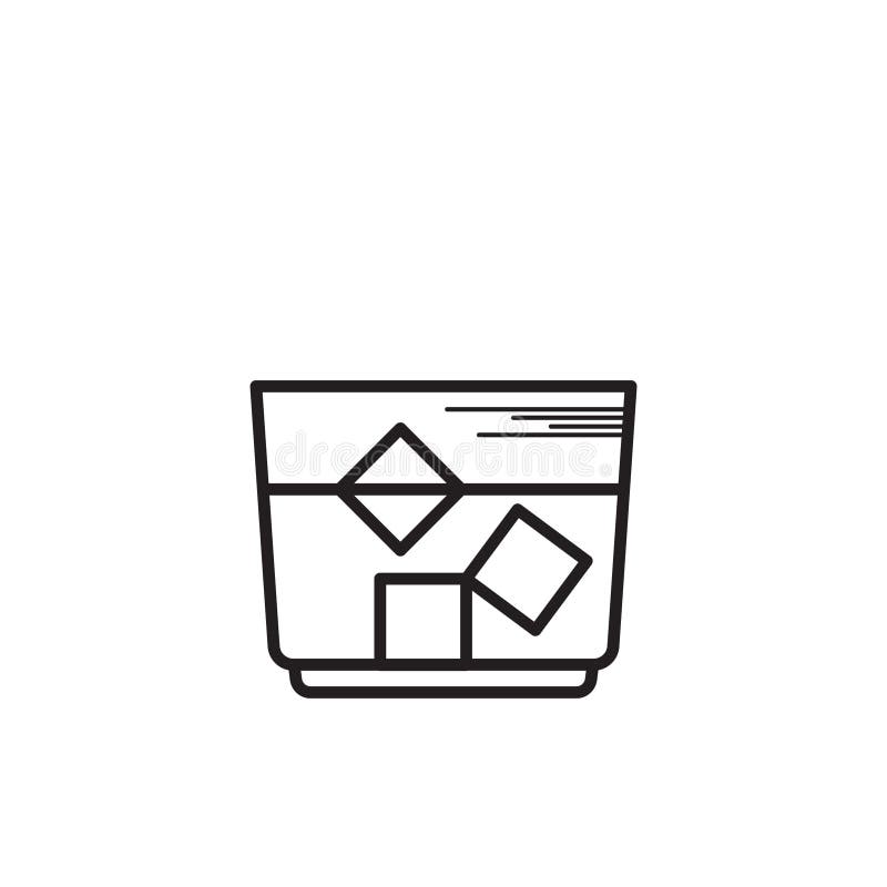 Iced Water Line Icon. Glass of Cold Drink Vector Illustration Isolated ...