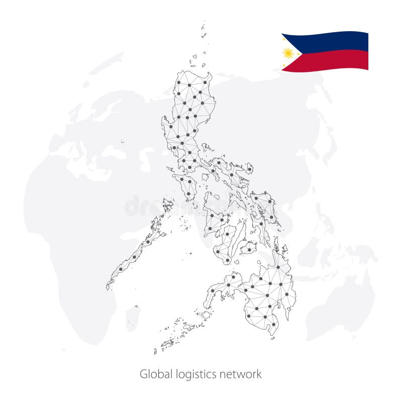 Global Logistics Network Concept. Communications Network Map ...