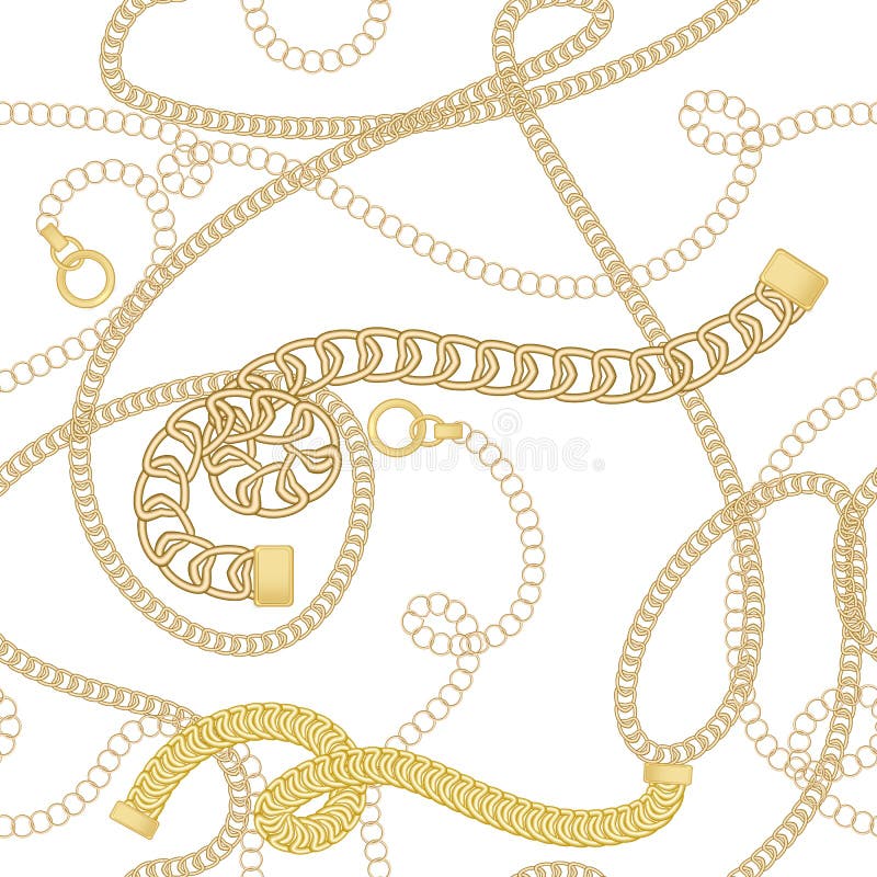 Gold Chains and Belts Seamless Patterns for Fabric Design. Stock Vector ...