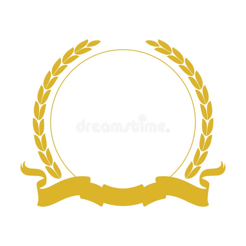 Golden Laurel Wreath Circle Frame with Ribbon Stock Vector ...