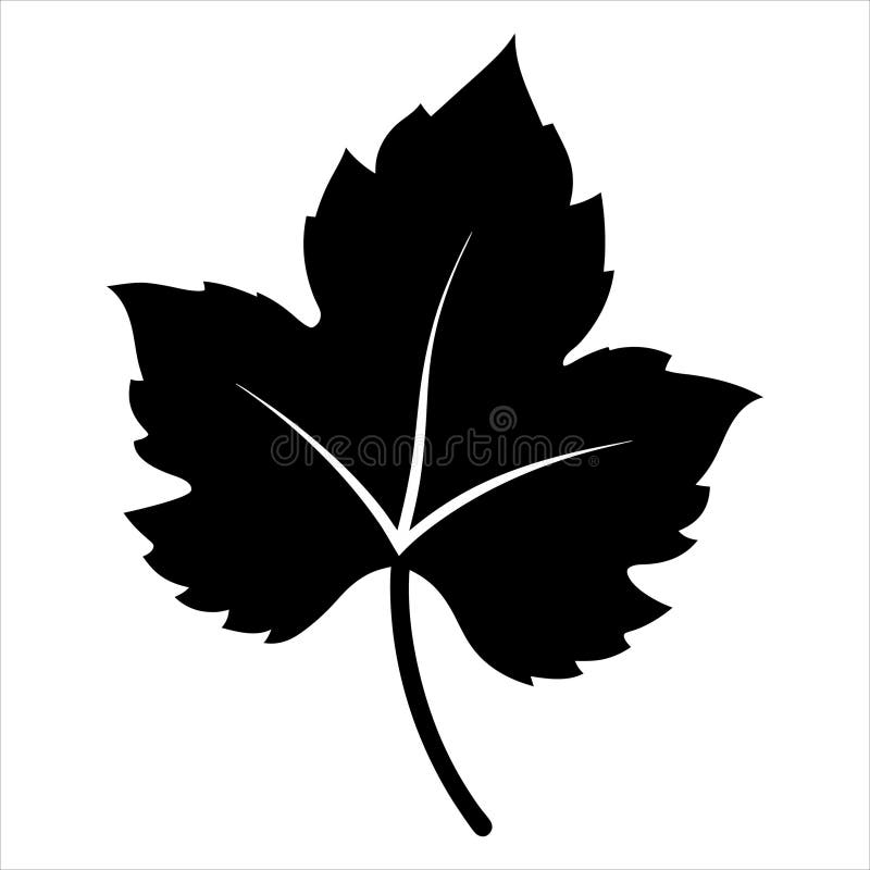 Black Silhouette with Grape Leaf Vector Illustration. Stock Vector ...