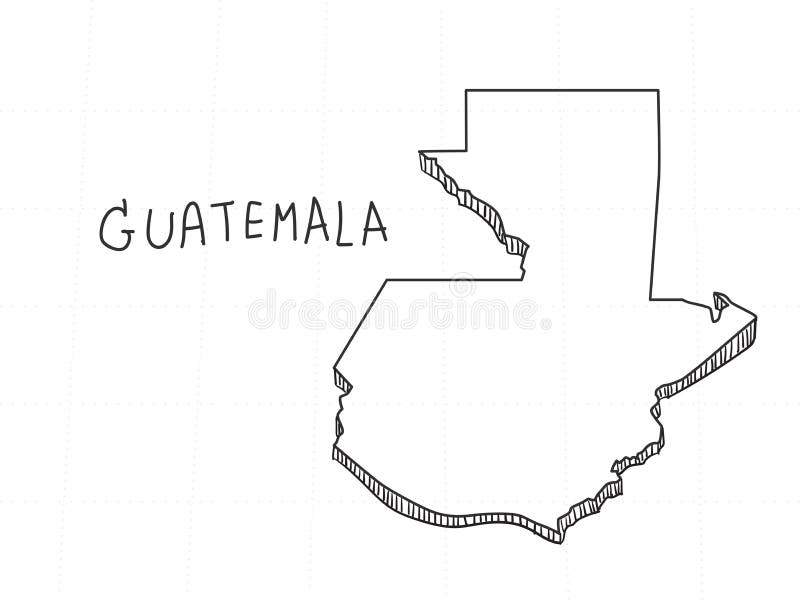 Hand Drawn of Guatemala 3D Map on White Background Stock Vector ...