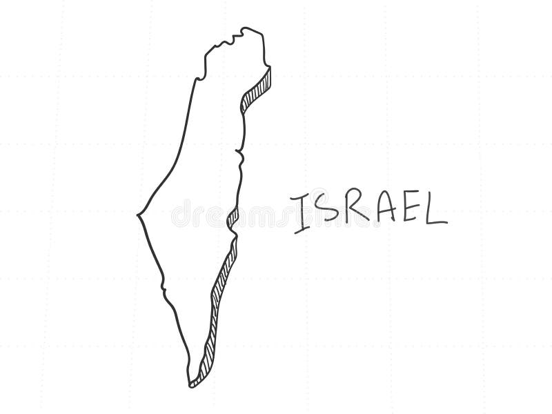 Hand Drawn of Israel 3D Map on White Background Stock Vector ...