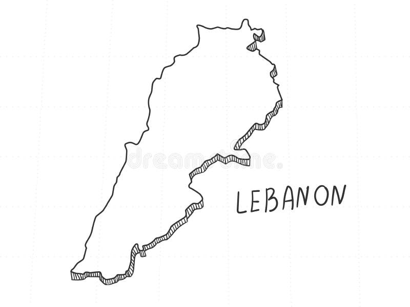 Hand Drawn of Lebanon 3D Map on White Background Stock Vector ...