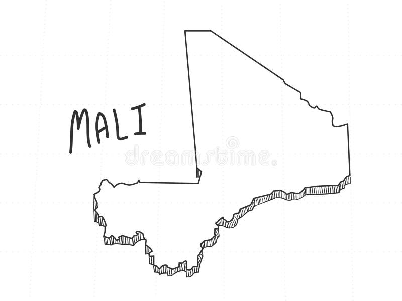 Hand Drawn of Mali 3D Map on White Background Stock Vector ...