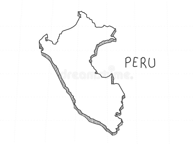 Hand Drawn of Peru 3D Map on White Background Stock Vector ...