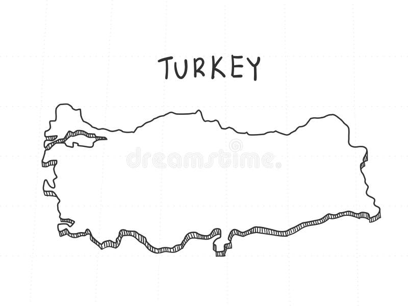 Hand Drawn of Turkey 3D Map on White Background Stock Vector ...