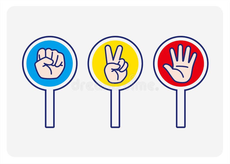 Rock Paper Scissorsã€€etc Hand Sign Set, Vector Illustratio Stock ...