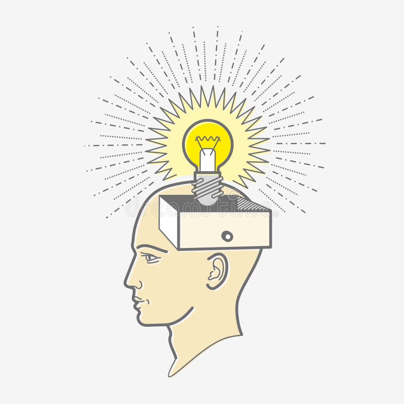 Print Head box: idea. stock vector. Illustration of think - 69307056