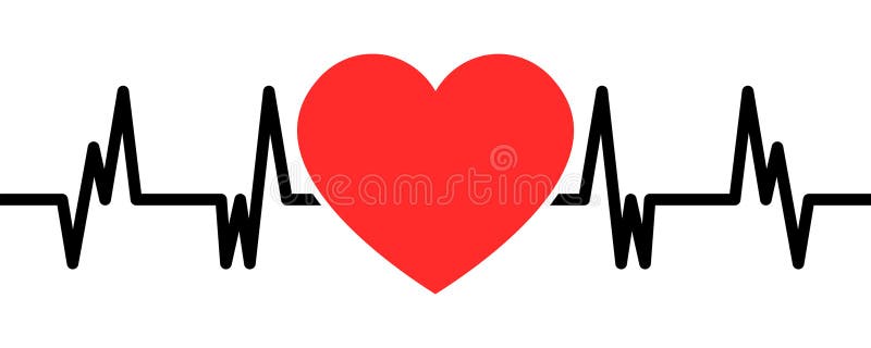 Heart Beat Vector Icon. Pulse or Rhythm Red Heart Stock Illustration ...