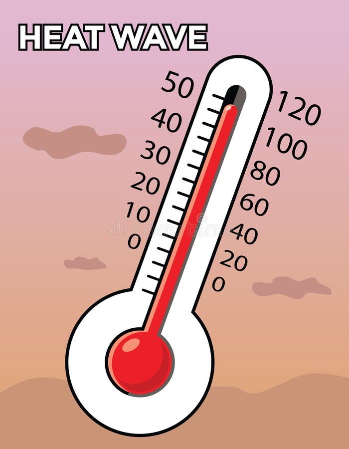 Heat wave, thermometer stock illustration. Illustration of energy ...