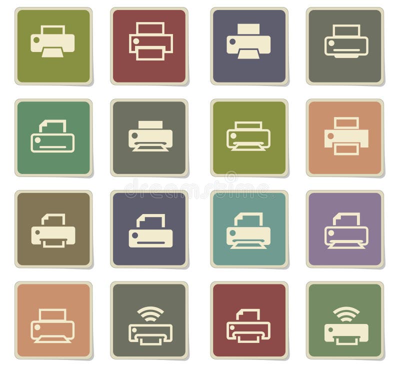 Print icon set stock illustration. Illustration of internet - 89850400
