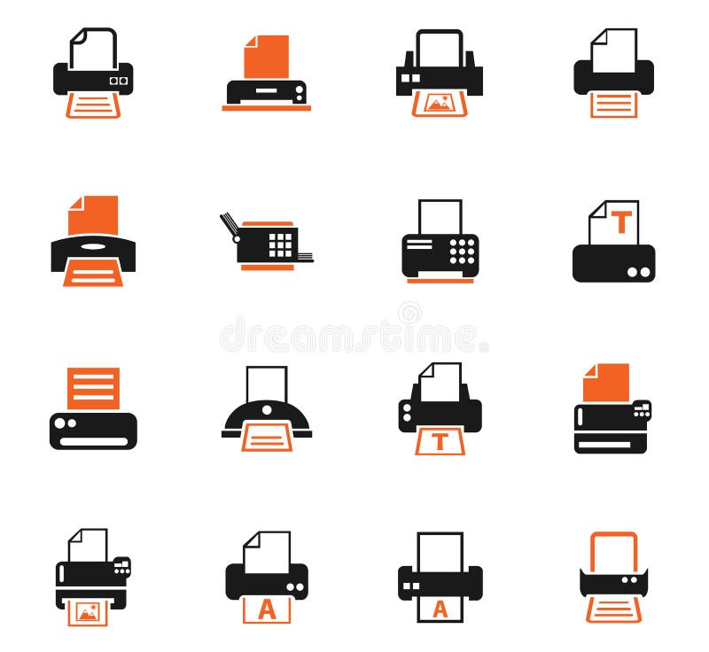 Print icon set stock illustration. Illustration of sign - 88288745