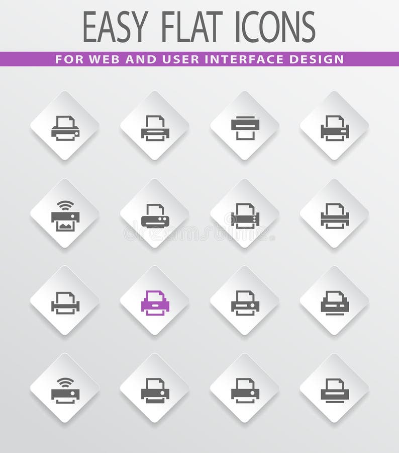 Print icons set stock vector. Illustration of color, electrical - 89056044