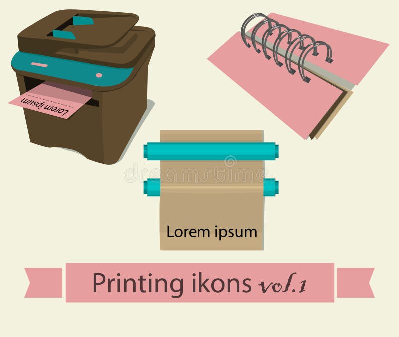 Print icons set 1 stock vector. Illustration of press - 67421063