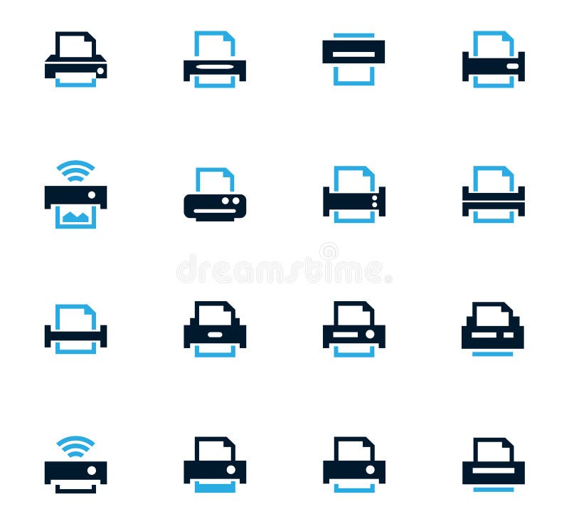 Print icons set stock illustration. Illustration of print - 88940428