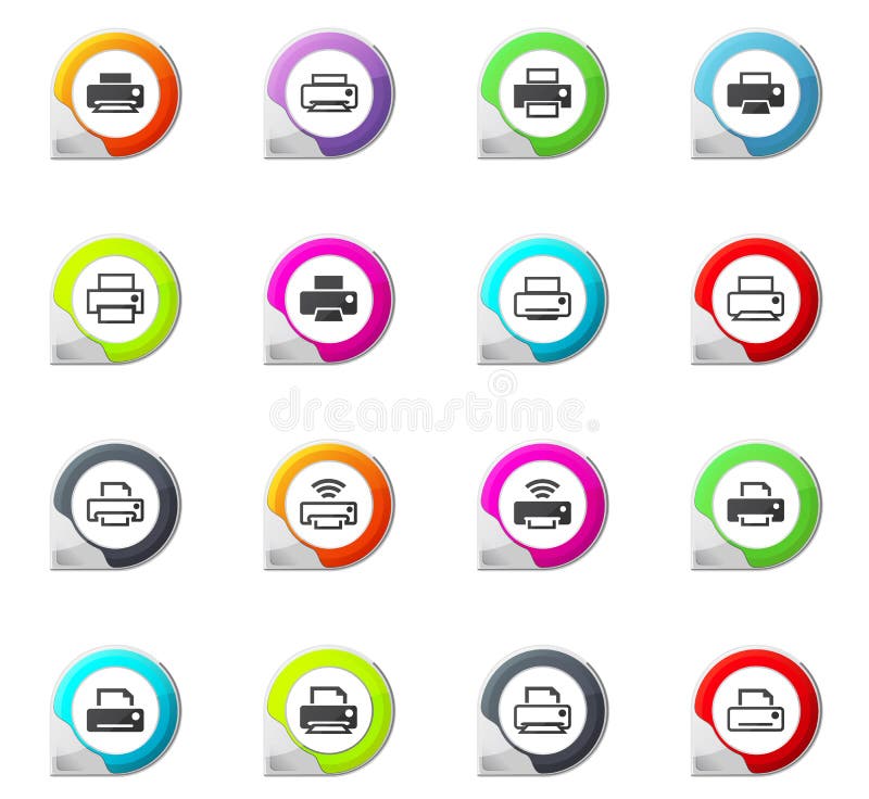 Print icons set stock illustration. Illustration of button - 89250350