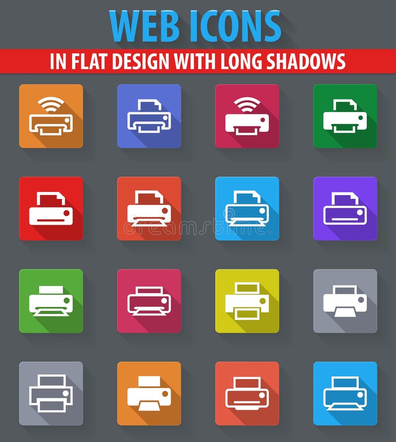 Print icons set stock illustration. Illustration of color - 89250243