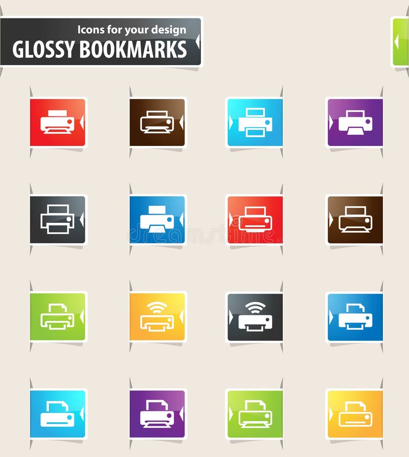 Print icons set stock vector. Illustration of color, glossy - 89120120