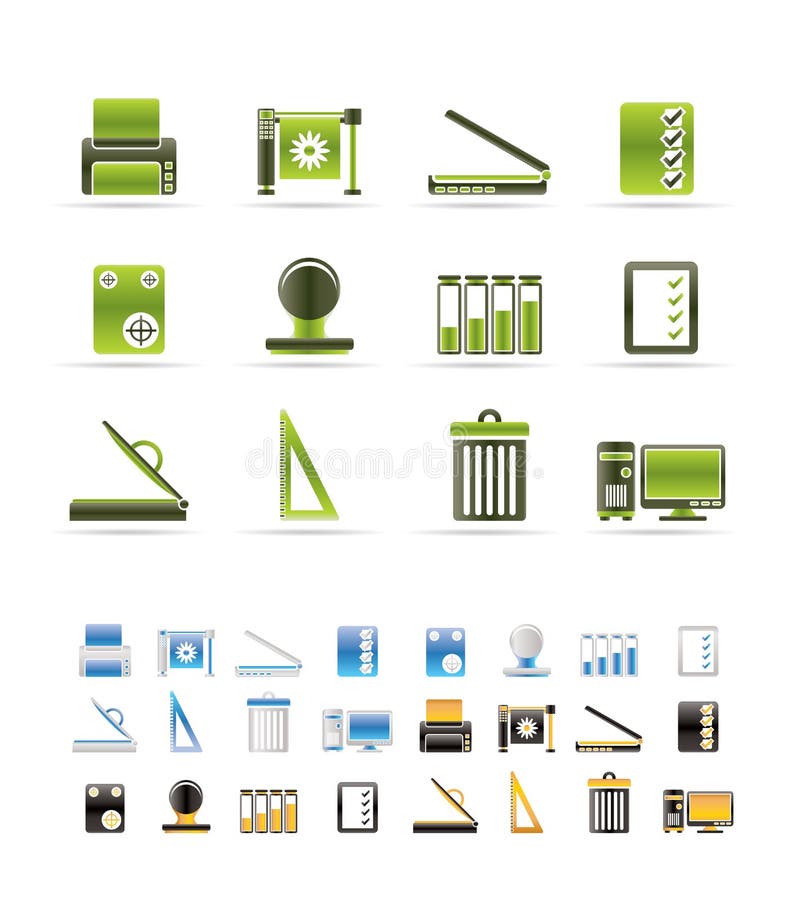 Print Industry Icons - Vector Icon Set Stock Vector - Illustration of ...