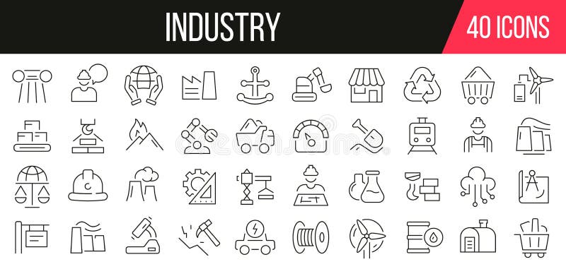 Industry Line Icons Collection. Set of Simple Icons Stock Vector ...