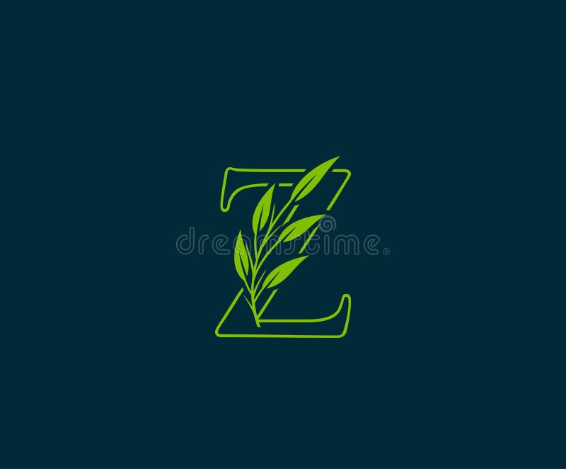 Letter Z Logo. Z Letter Design Vector with Green Color and Floral Hand ...