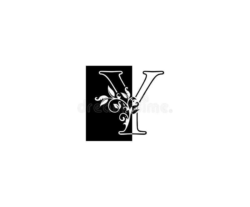 Initial Y Letter with Leaves Line and Square Shape Logo. Stock ...