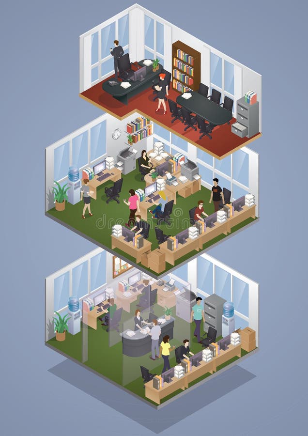 Isometric Office Layout. Vector Illustration Decorative Design Stock ...