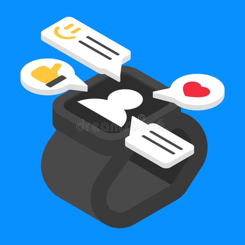 Concept Modern Watch Device with Application Chat on Display Stock ...