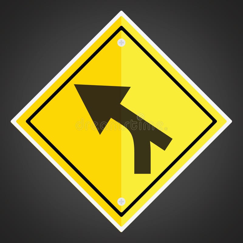 Intersection within Curve Road Sign. Vector Illustration Decorative ...