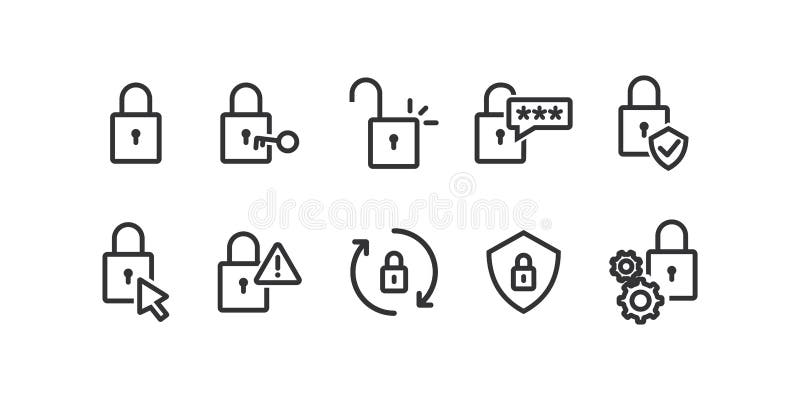 Lock Related Icon Set. Padlock Illustration Symbol. Sign Security ...