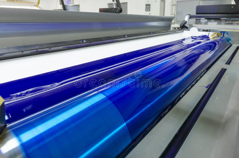 Ink Rollers on Offset Printing Machine Stock Photo - Image of prepress ...