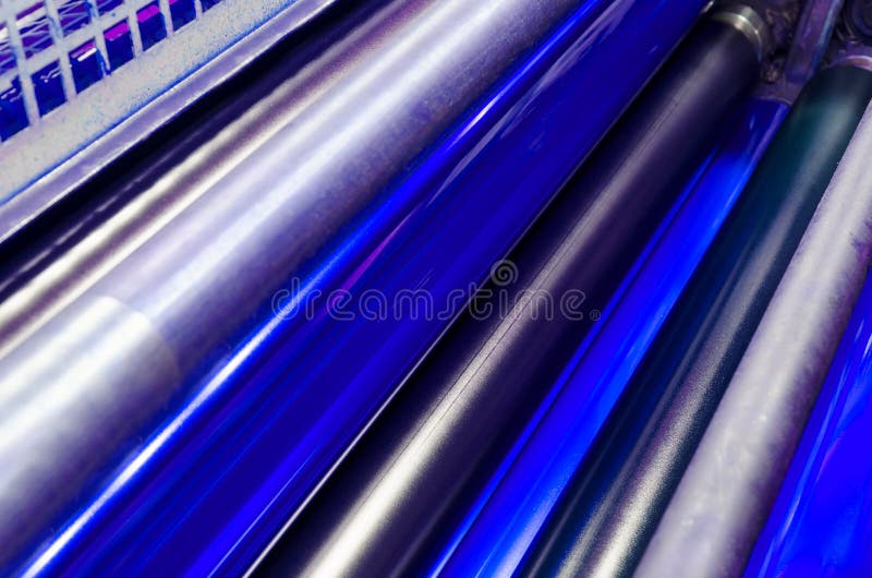 Ink Rollers on Offset Printing Machine Stock Image - Image of machine ...