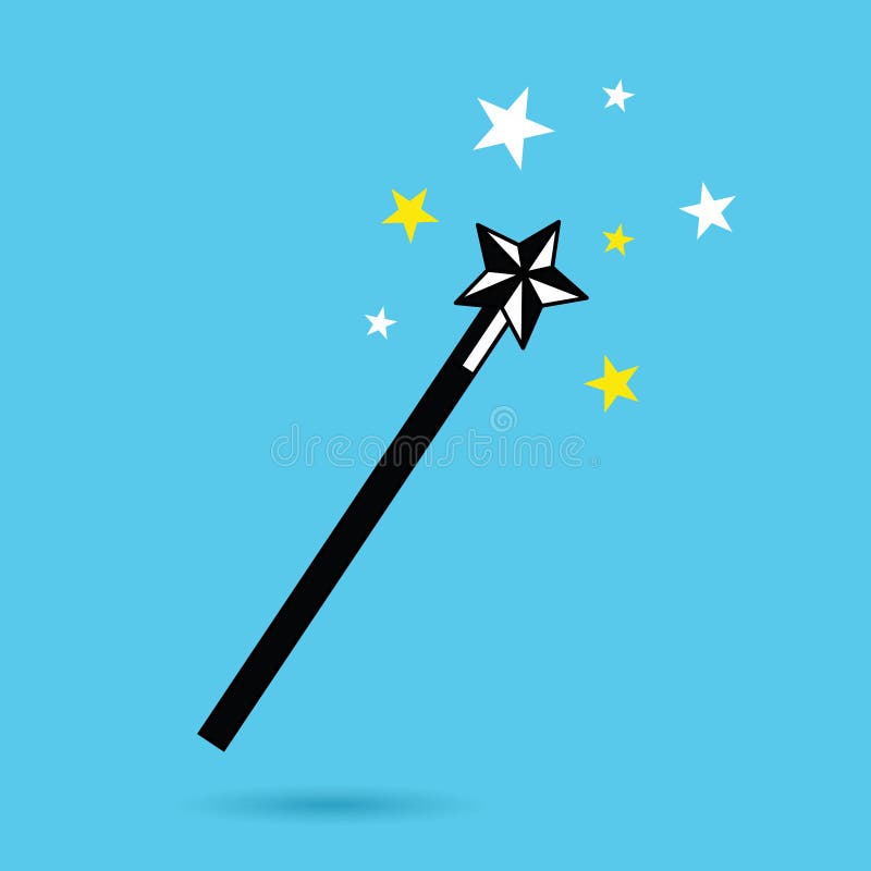 Magic wand, blue backround stock vector. Illustration of entertainment ...