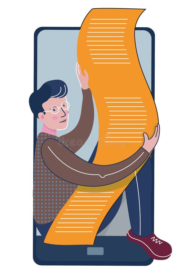 Man with Check List, Long Paper Document and To Do List with Checkboxes ...