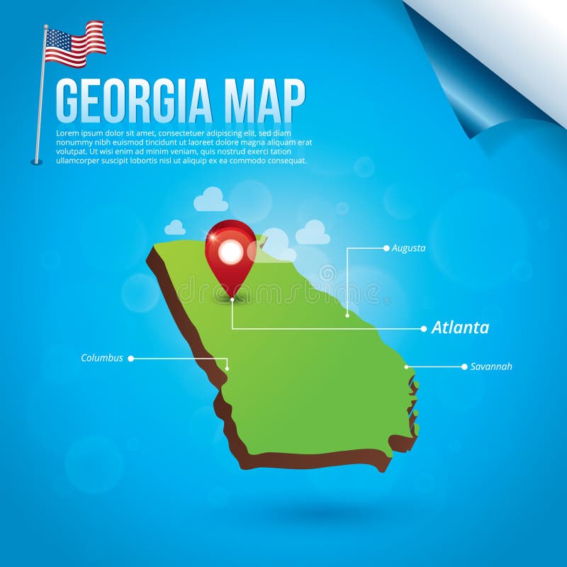 Georgia Map with Capital City. Vector Illustration Decorative Design ...