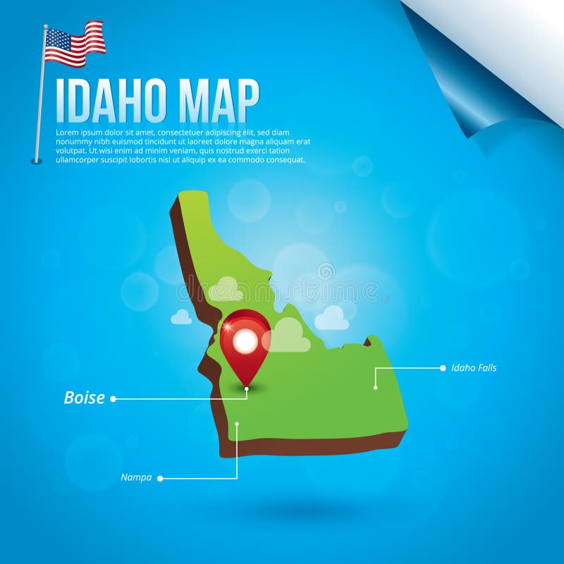 Idaho Map with Boise State Capitol. Vector Illustration Decorative ...