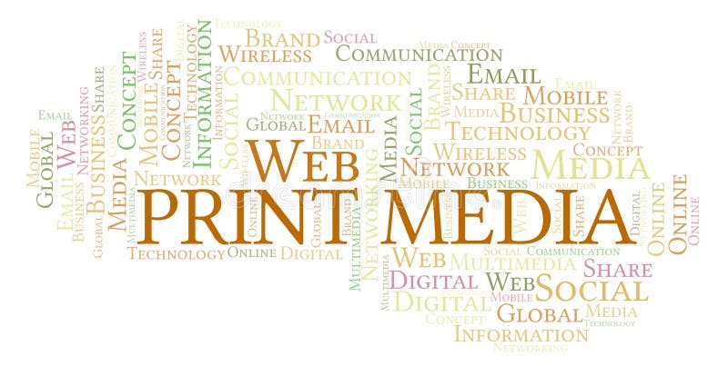 Print Media word cloud stock illustration. Illustration of isolated ...