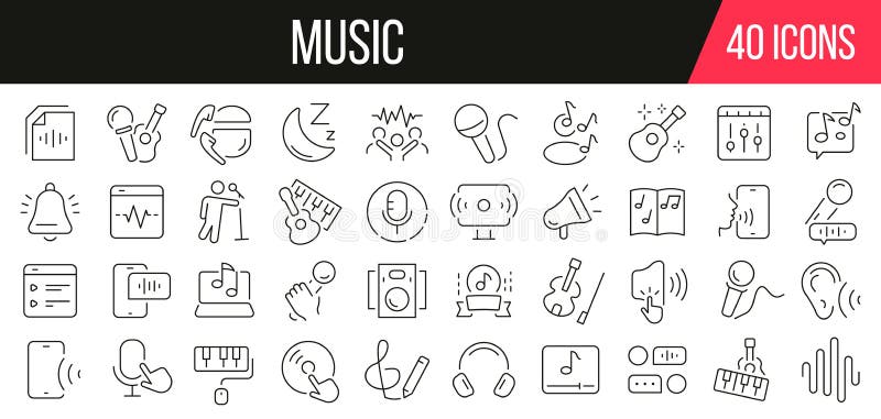 Music Line Icons Collection. Set of Simple Icons Stock Vector ...