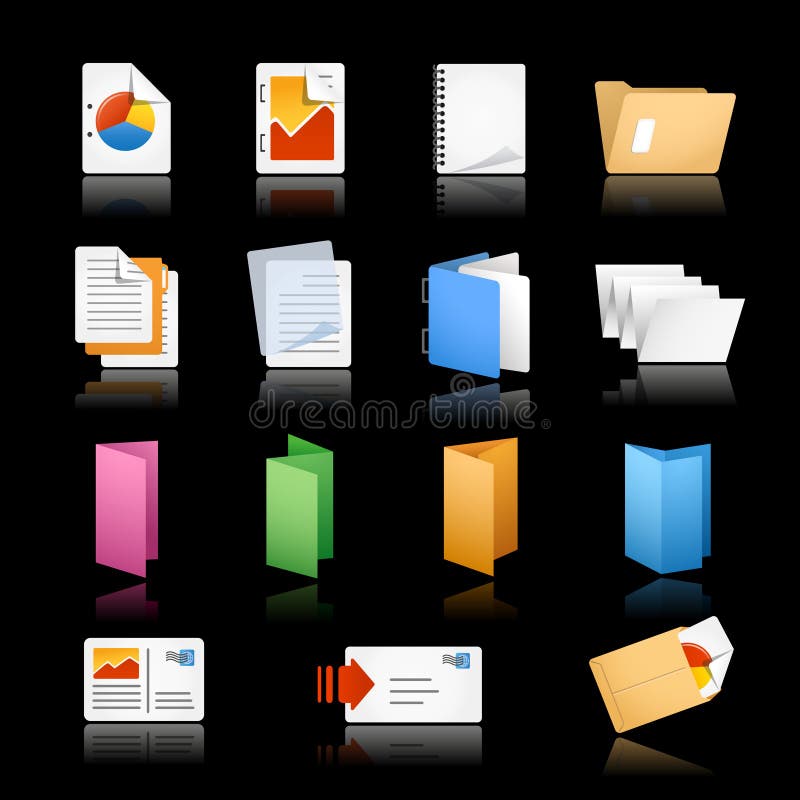 Print & Office Icons / / Black Background Stock Vector - Illustration ...