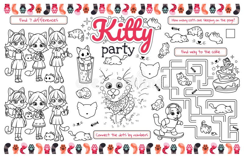 Print Out the "Kitty Party" Rug with a Labyrinth, Connect the Dots, and ...