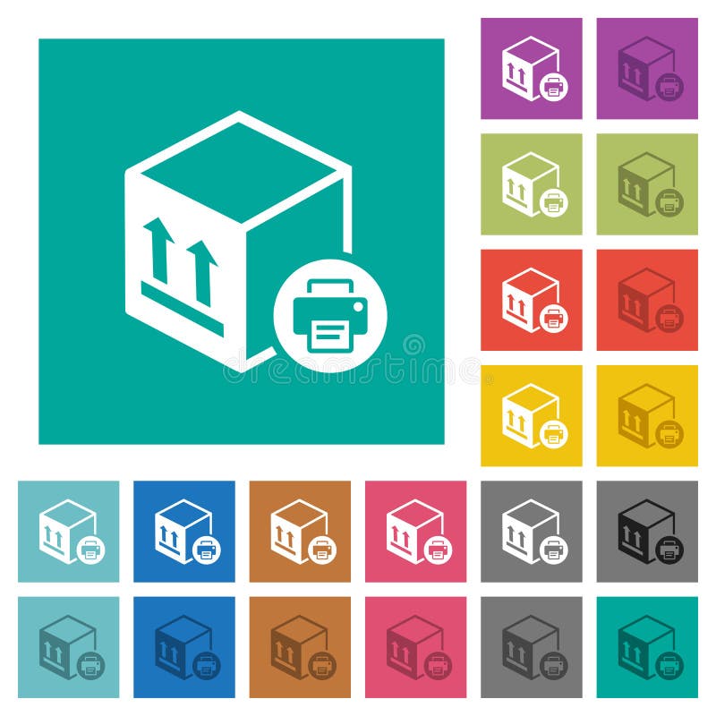 Print Package Information Square Flat Multi Colored Icons Stock Vector ...