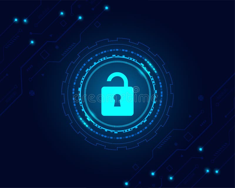 Padlock Cyber Security.Digital Technology Unlocking. Stock Vector ...